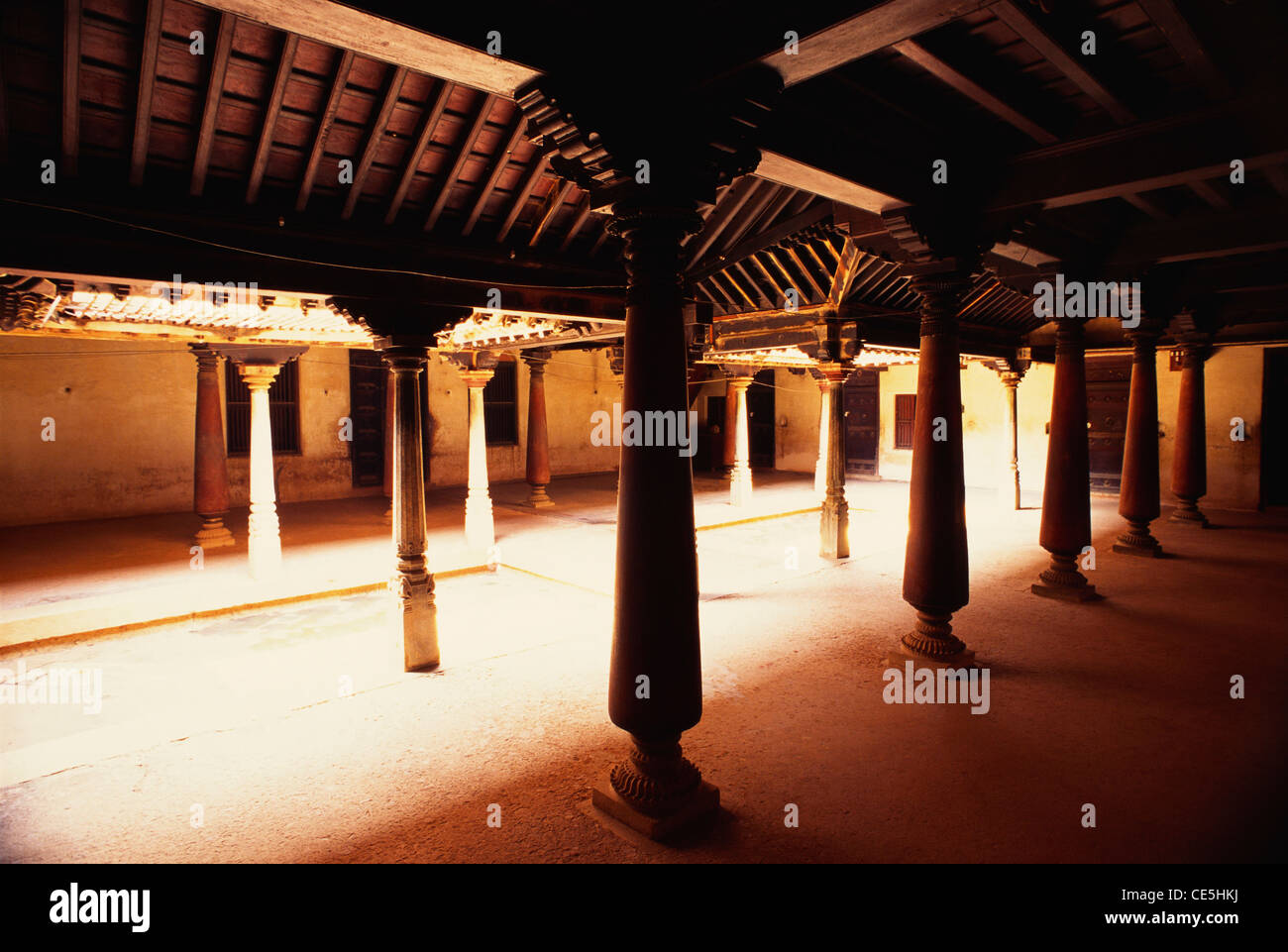 Pillars in Nattukkottai Chettiar home ; Chettinad ; Tamil Nadu ; India ...