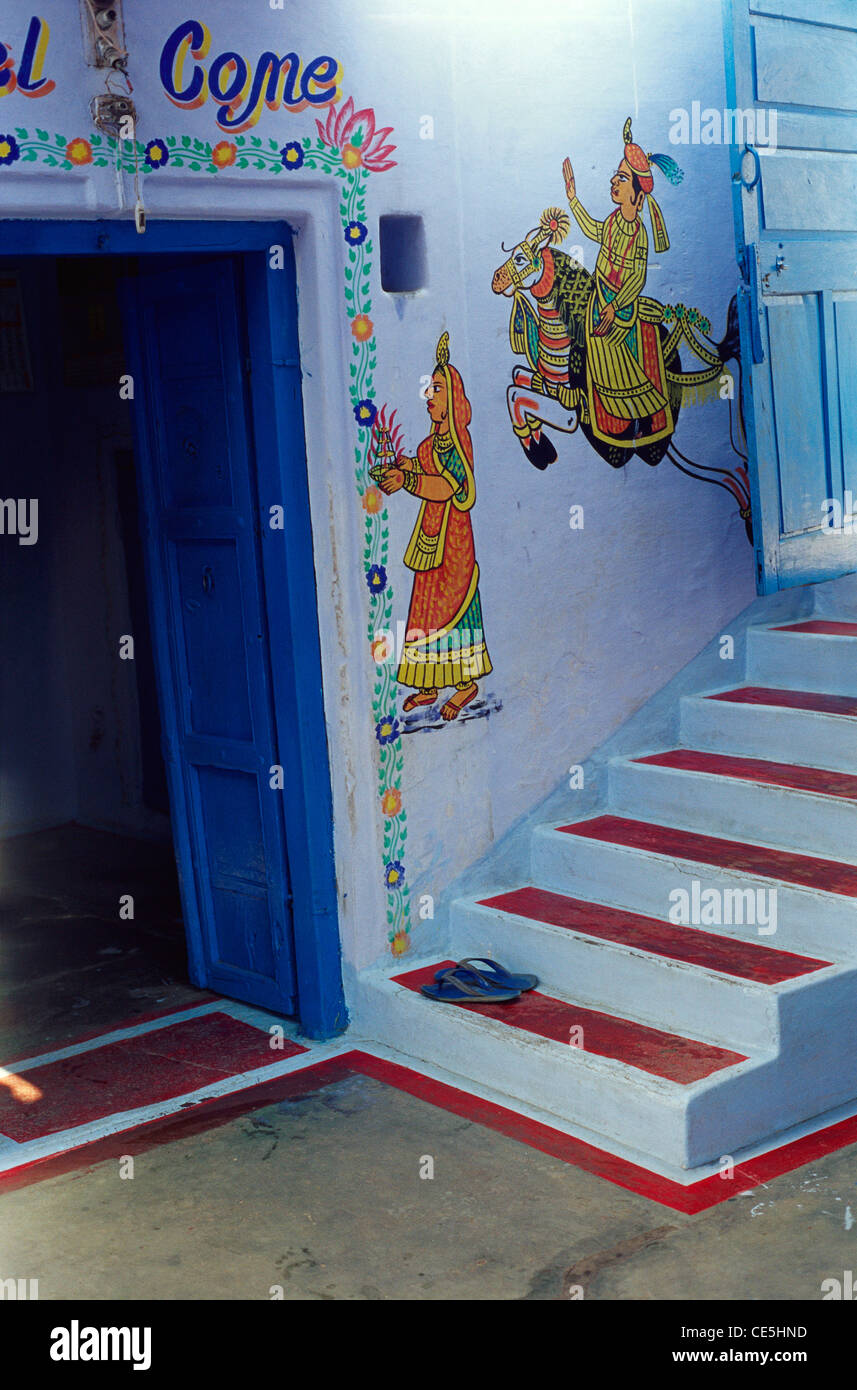 Wall painting ; door steps stairs in home ; Kankroli ; Rajsamand ...