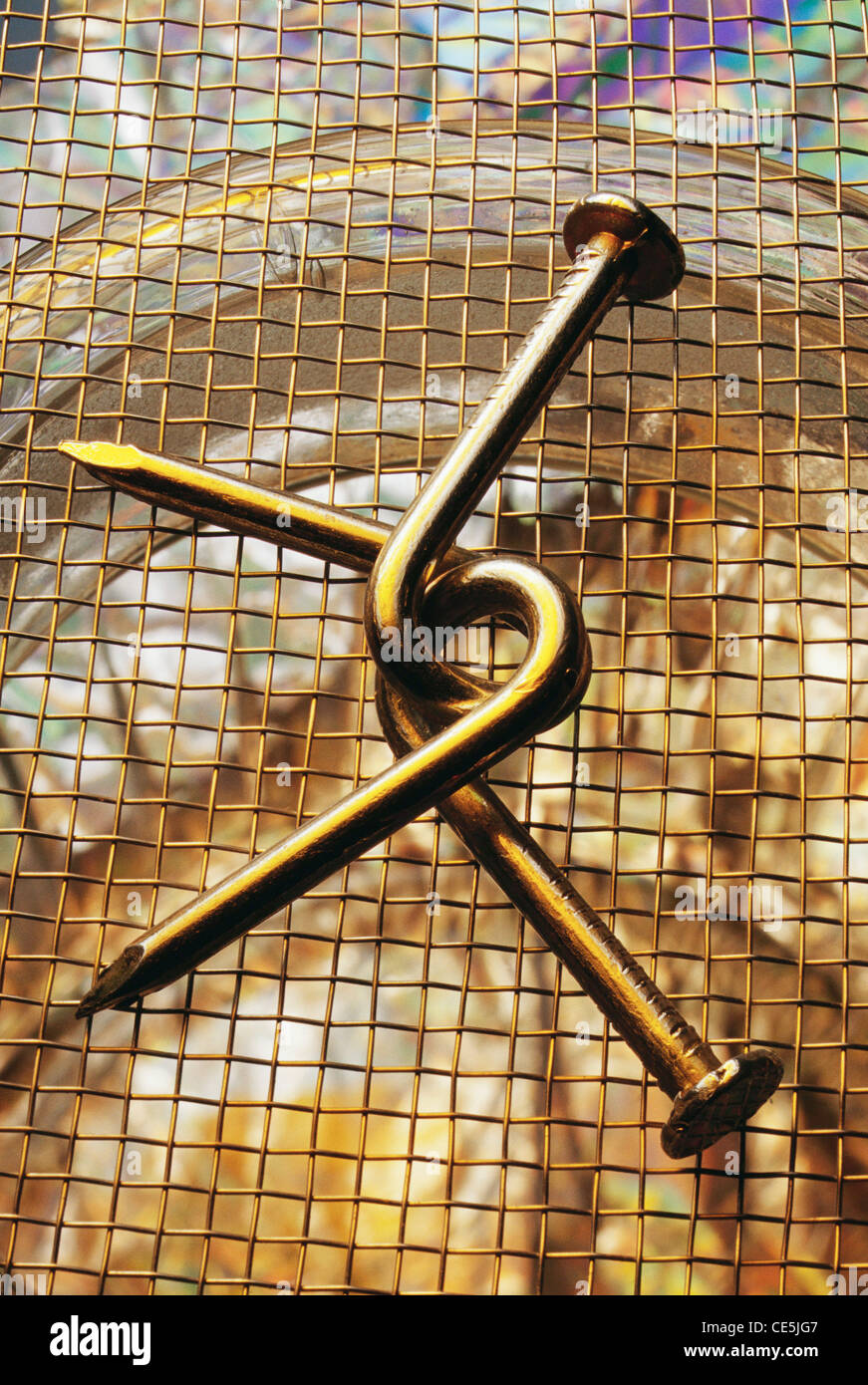 Nail puzzle ; nails puzzle ; twisted nails puzzle ; lock unlock ; bent ...