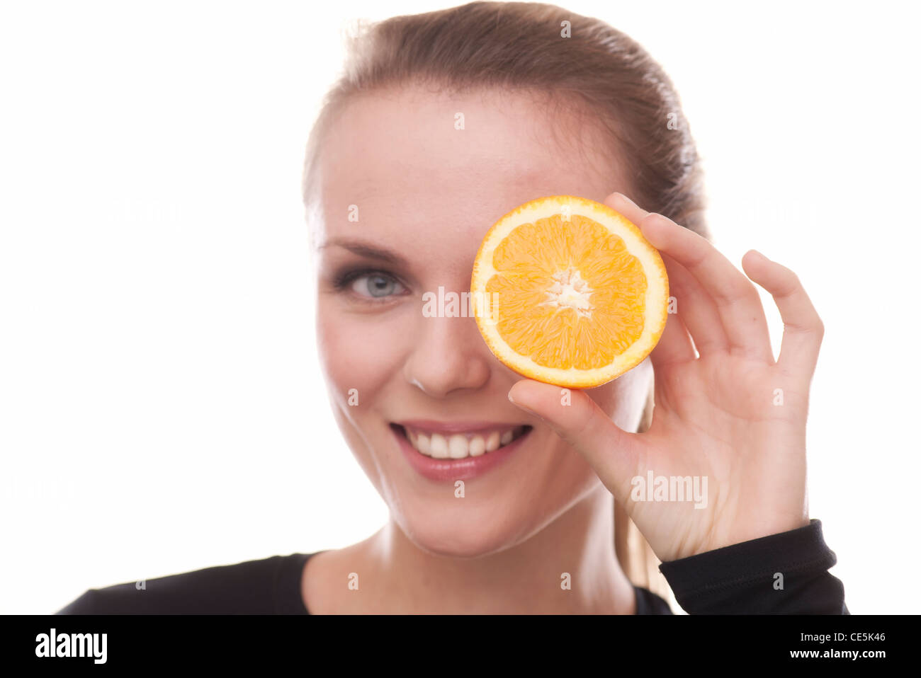 Hand orange cover eye hi-res stock photography and images - Alamy