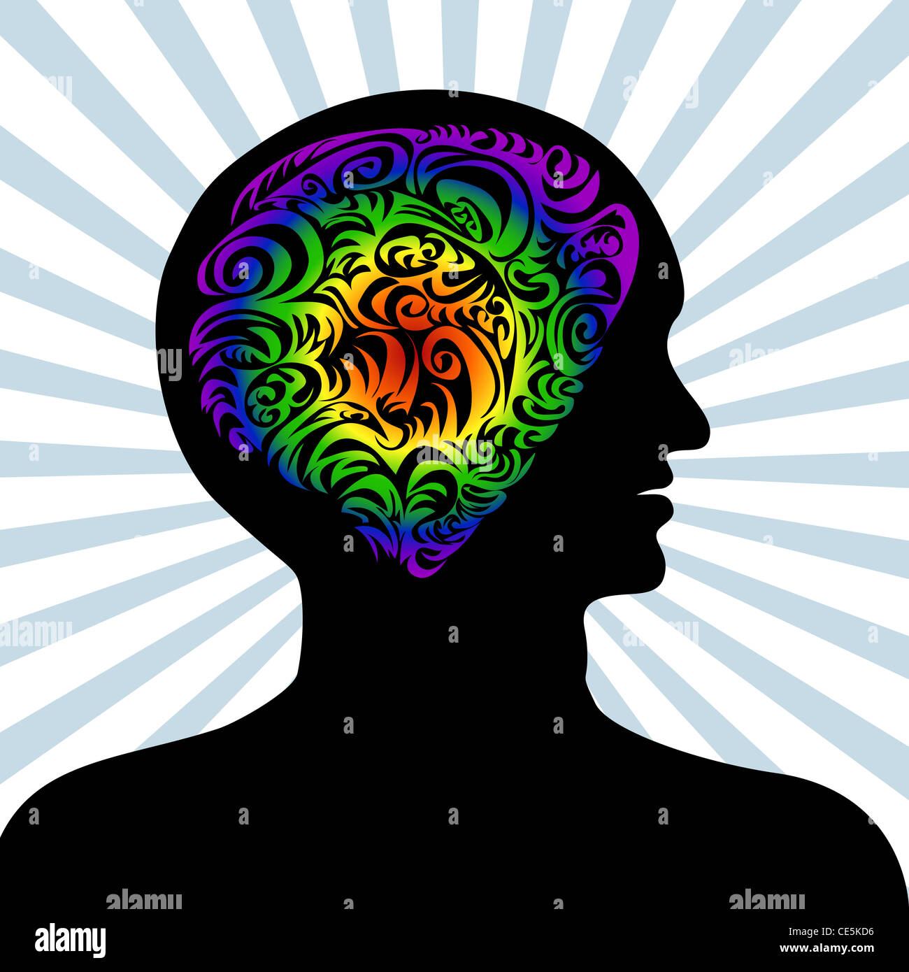 Digital illustration of a man with overwhelming ideas Stock Photo - Alamy