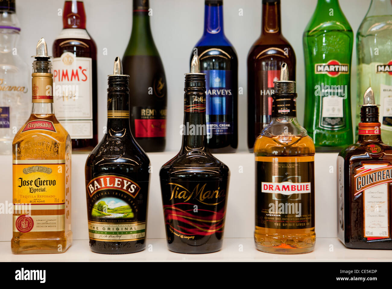 Display of alcohol and liqueurs at a bar in Brighton Stock Photo - Alamy