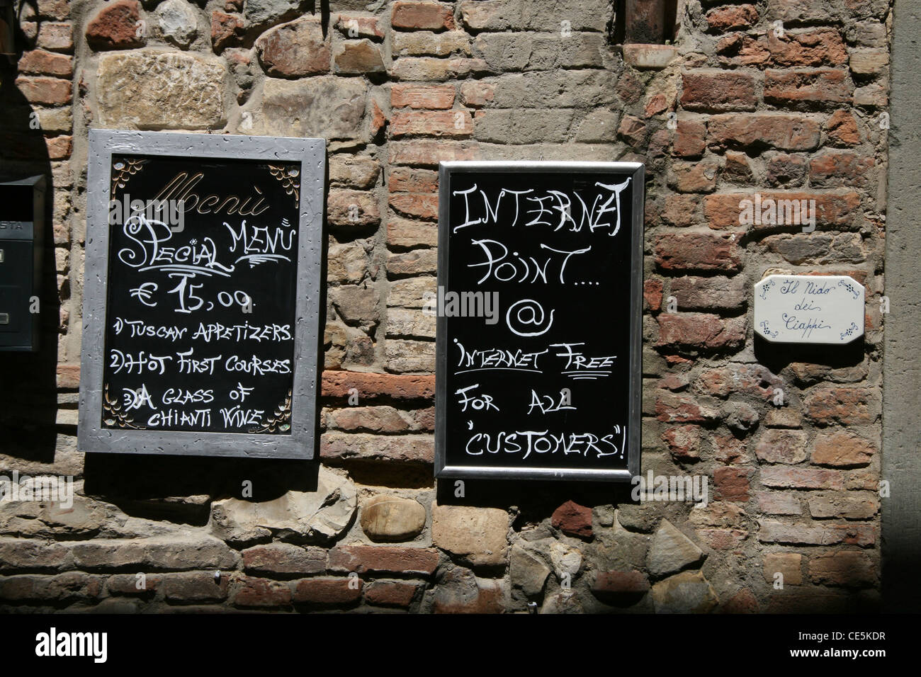 free wifi internet sign outside cafe bar restaurant in tuscany italy ...