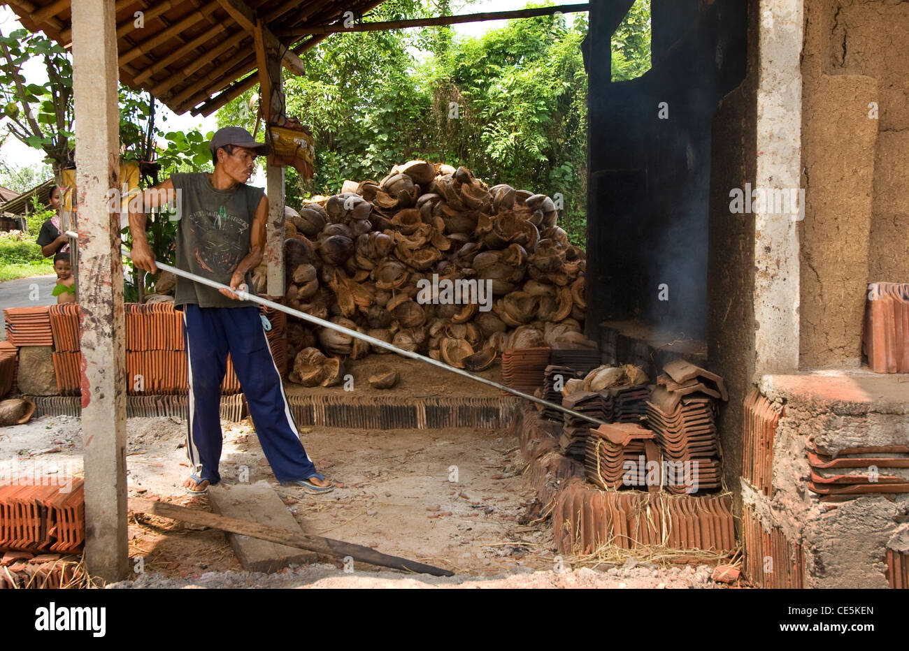 roof tiles production in Petajen, Bali, Indonesia Stock Photo - Alamy