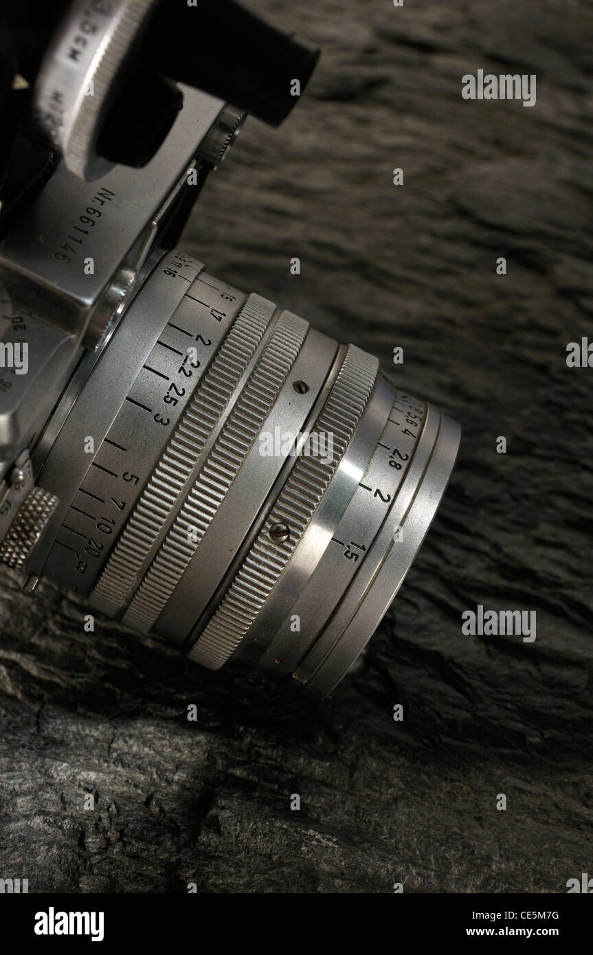 old leica camera on the black stone Stock Photo - Alamy