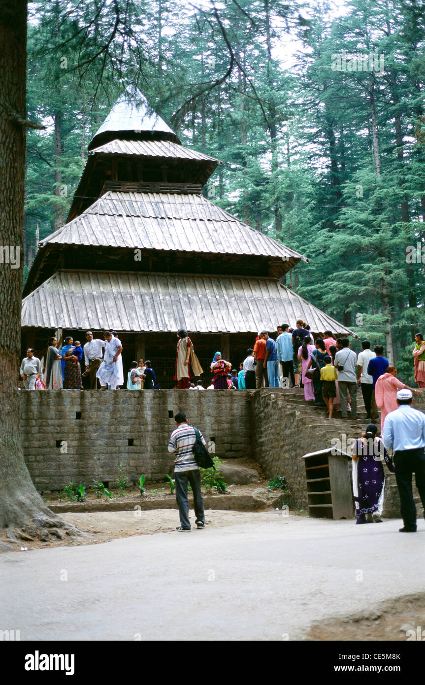 Hadimba devi Manali temple with tourists in Himachal Pradesh ; India ...