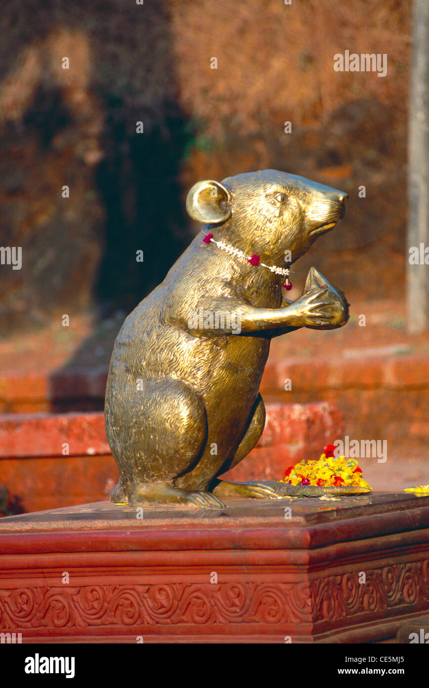 Golden statue of mouse at Ganesh temple ; Ganpatipule ; Maharashtra ...