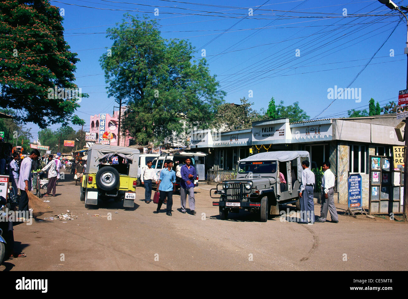 Jeeps in street of Shirdi town ; Rahata ; Ahmednagar ; Maharashtra ...
