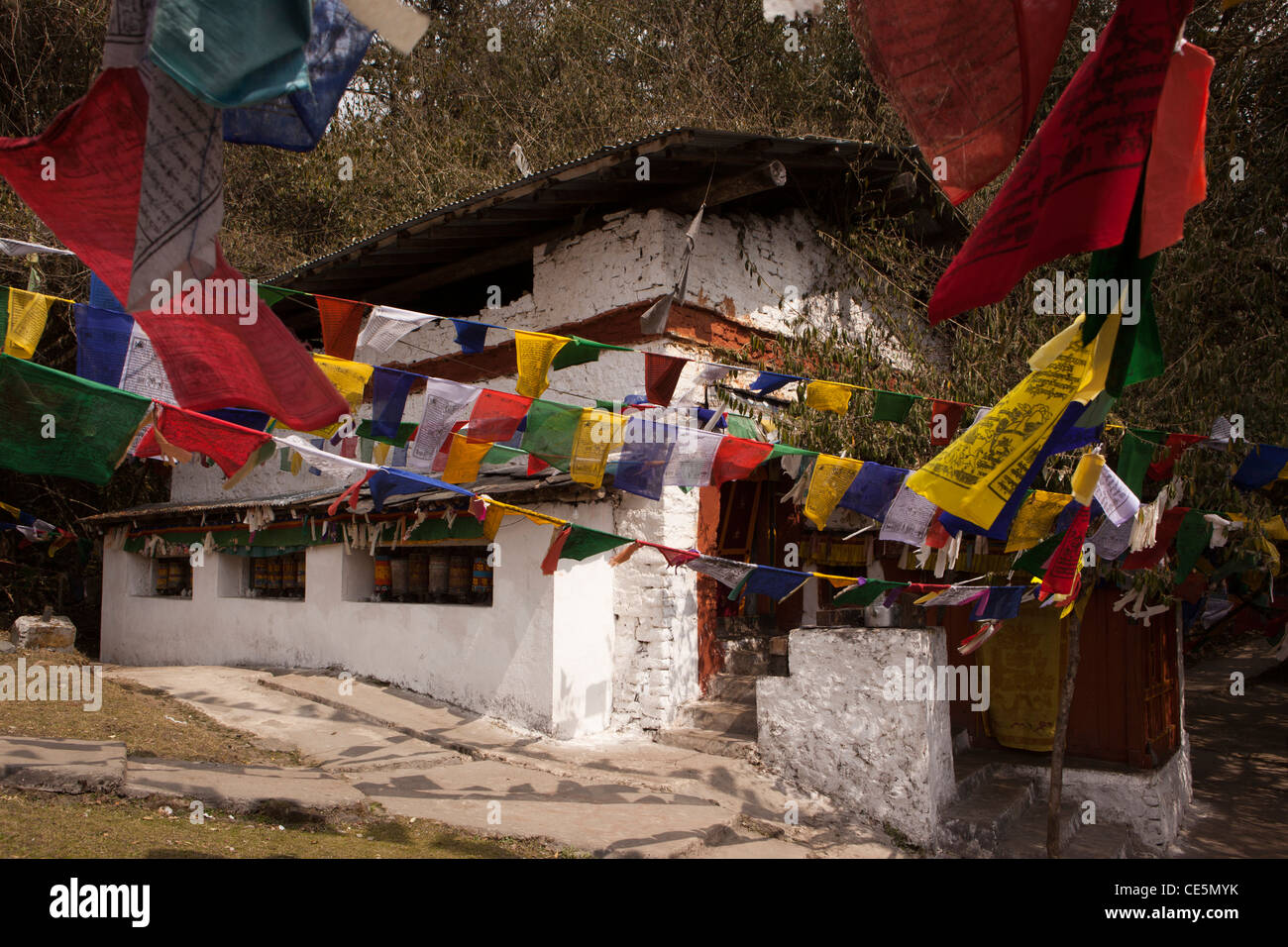 India, Arunachal Pradesh, Tawang, Thongmen Gompa, colourful prayer ...