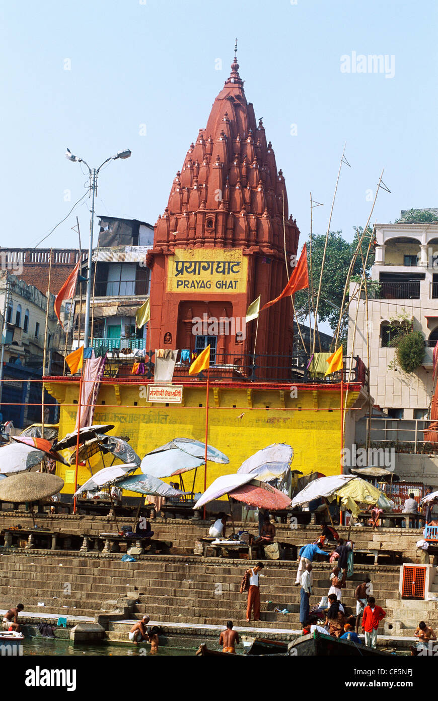 Temple at Prayag Dasaswa Medha Ghat ; Varanasi ; Uttar Pradesh ; India ...