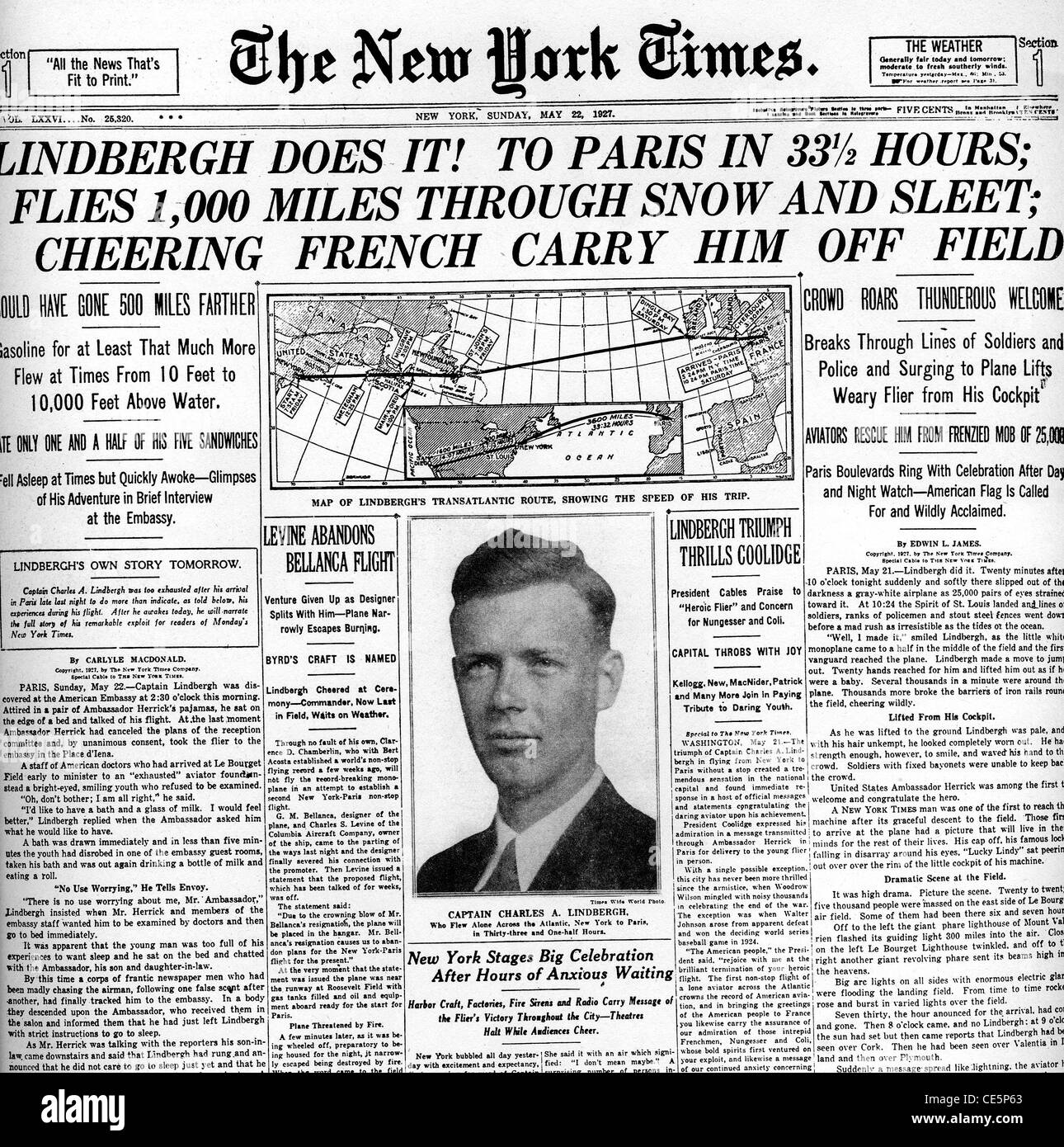 Charles lindbergh 1927 hi-res stock photography and images - Alamy