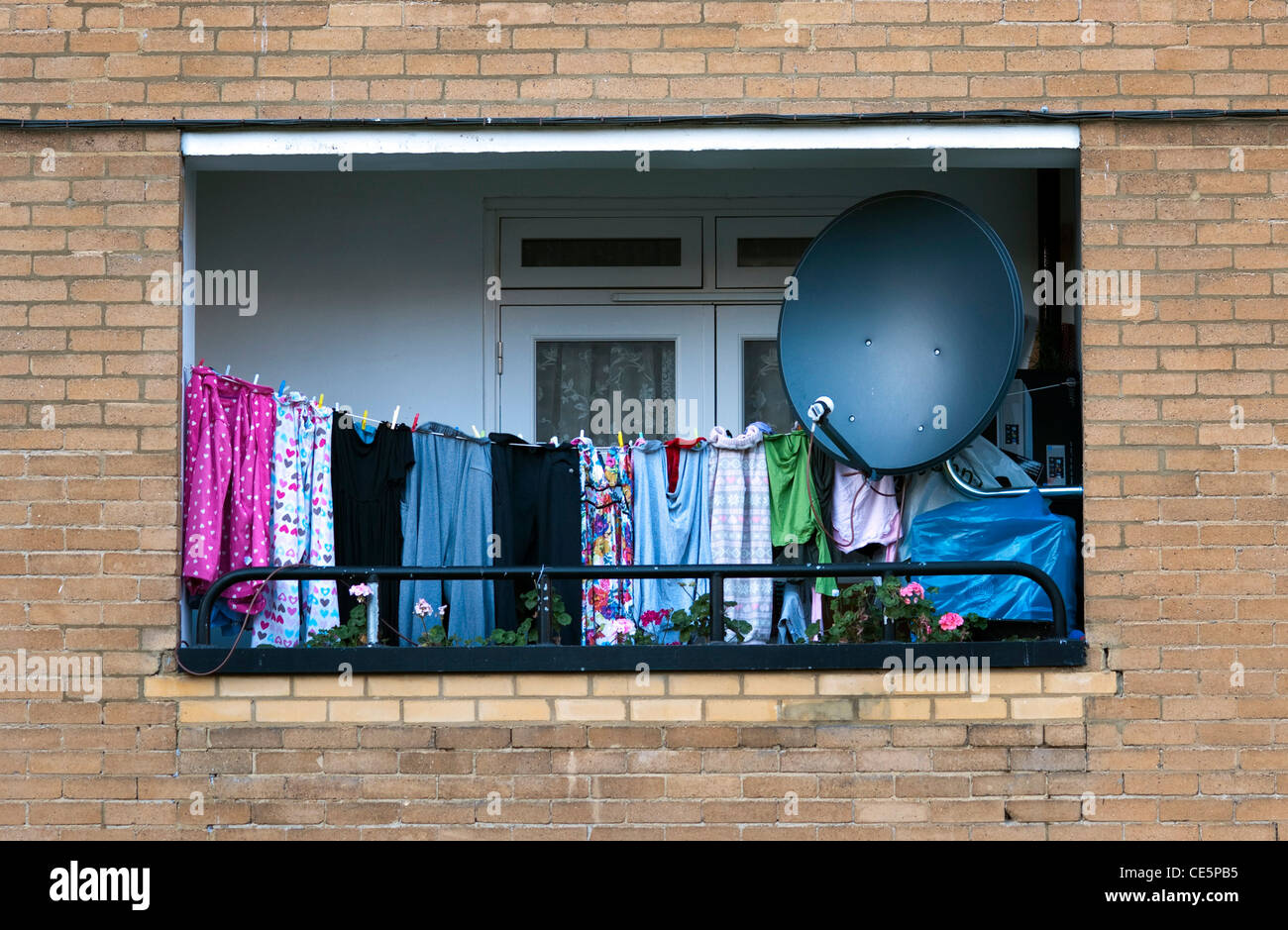 washing on a balcony in London Stock Photo - Alamy