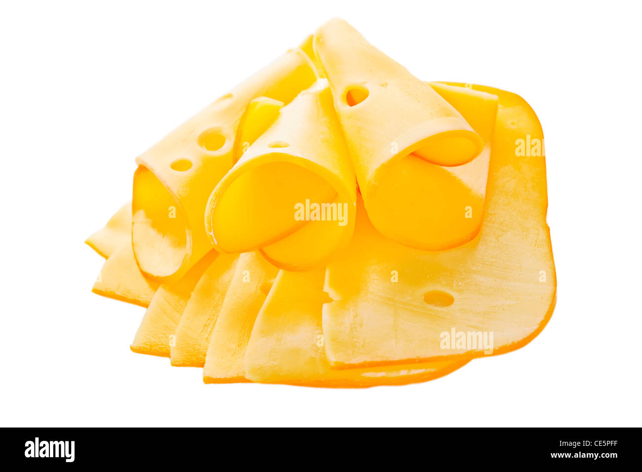 Sliced cheese isolated on white background Stock Photo - Alamy