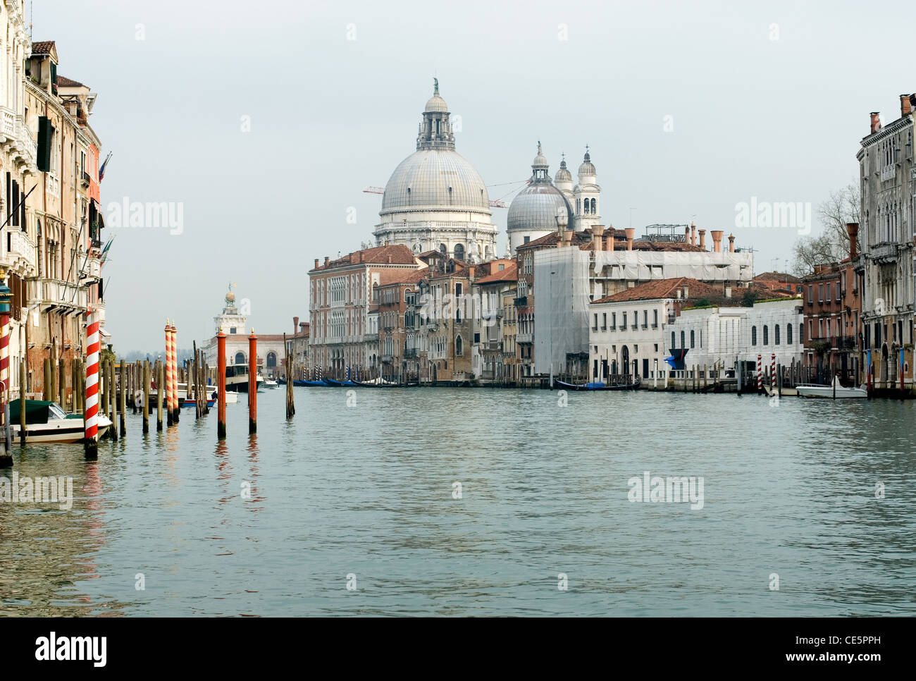 A scene on the Grand Canal (Canal Grande), with the imposing dome of ...