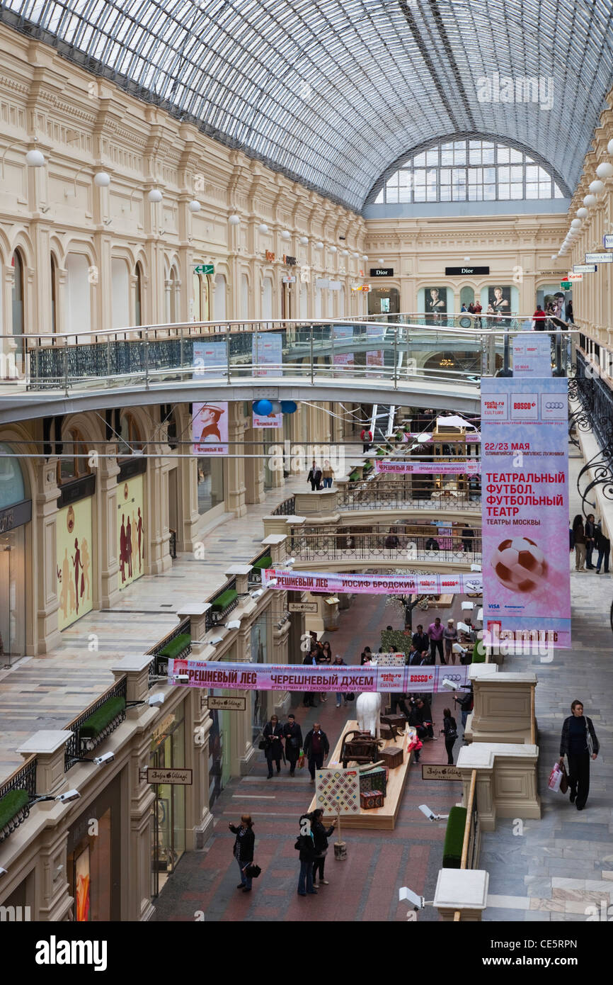 Russia, Moscow Oblast, Moscow, Red Square, GUM shopping mall, interior ...