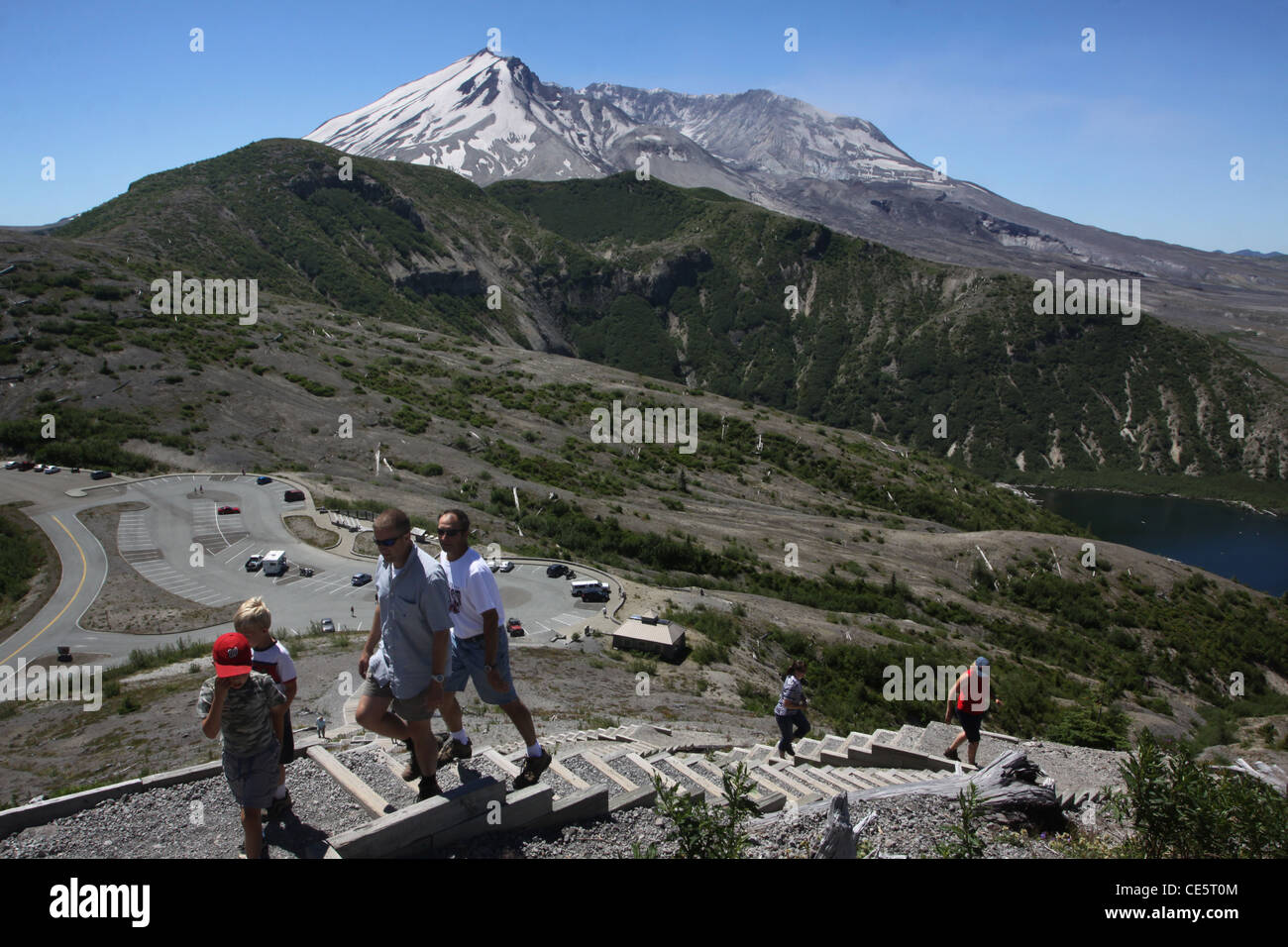 hiker pumice plain Mount St Helens Volcano National monument Stock ...