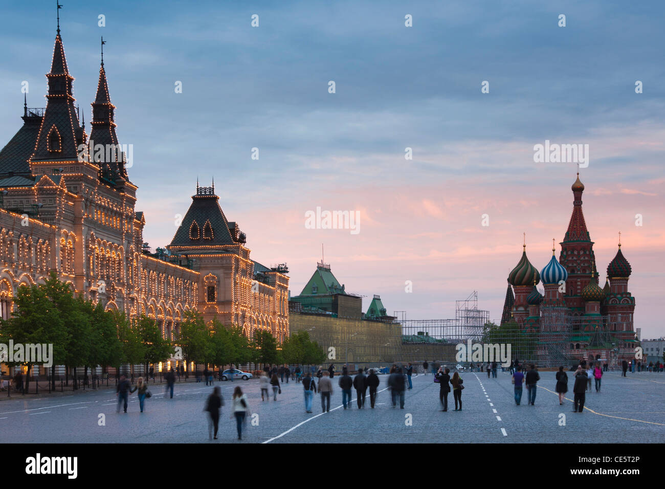 Russia, Moscow Oblast, Moscow, Red Square, GUM Shopping Mall and Saint ...
