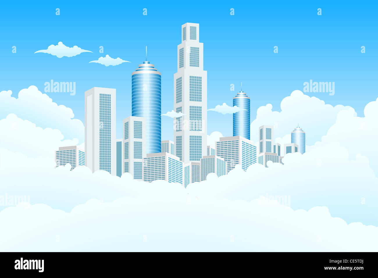 New modern city in clouds with blue sky Stock Photo - Alamy