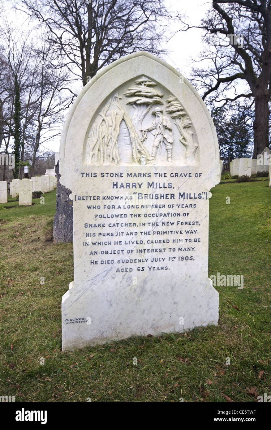 The grave stone of Harry Mills better known as Brusher Mills who ...