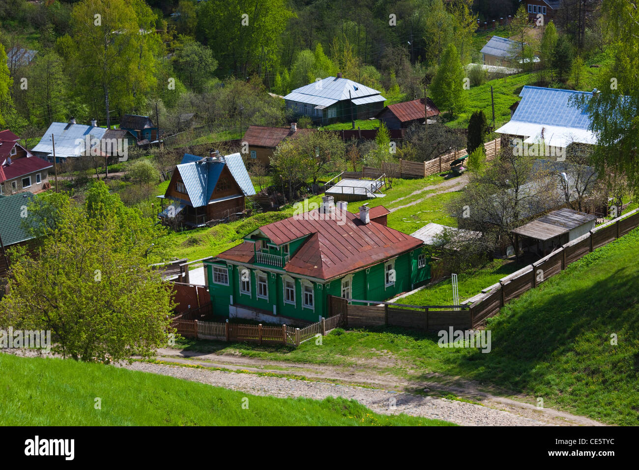 Russia, Ivanovo Oblast, Golden Ring, Plyos, elevated view of Volga ...