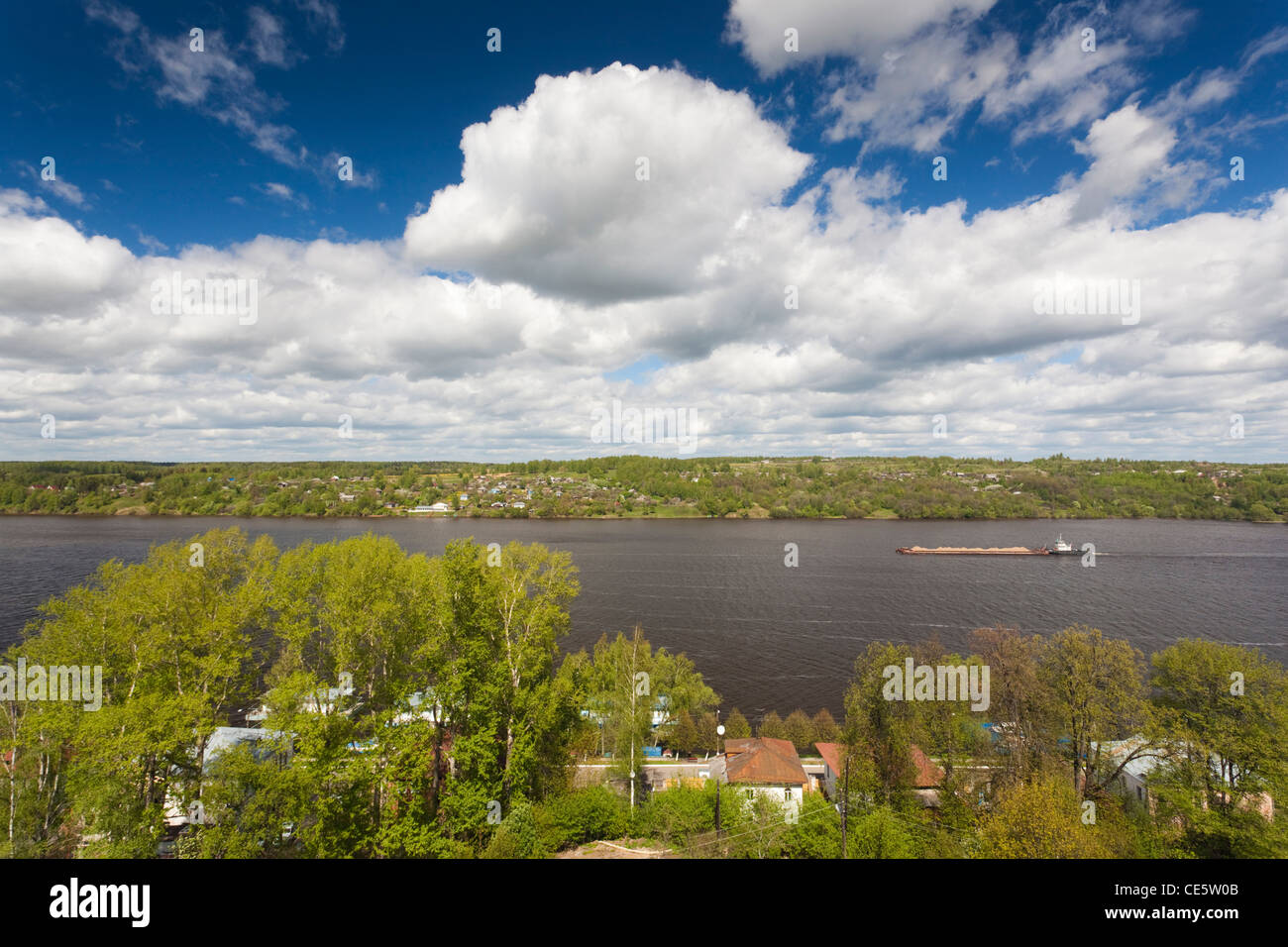 Russia, Ivanovo Oblast, Golden Ring, Plyos, elevated view of Volga ...