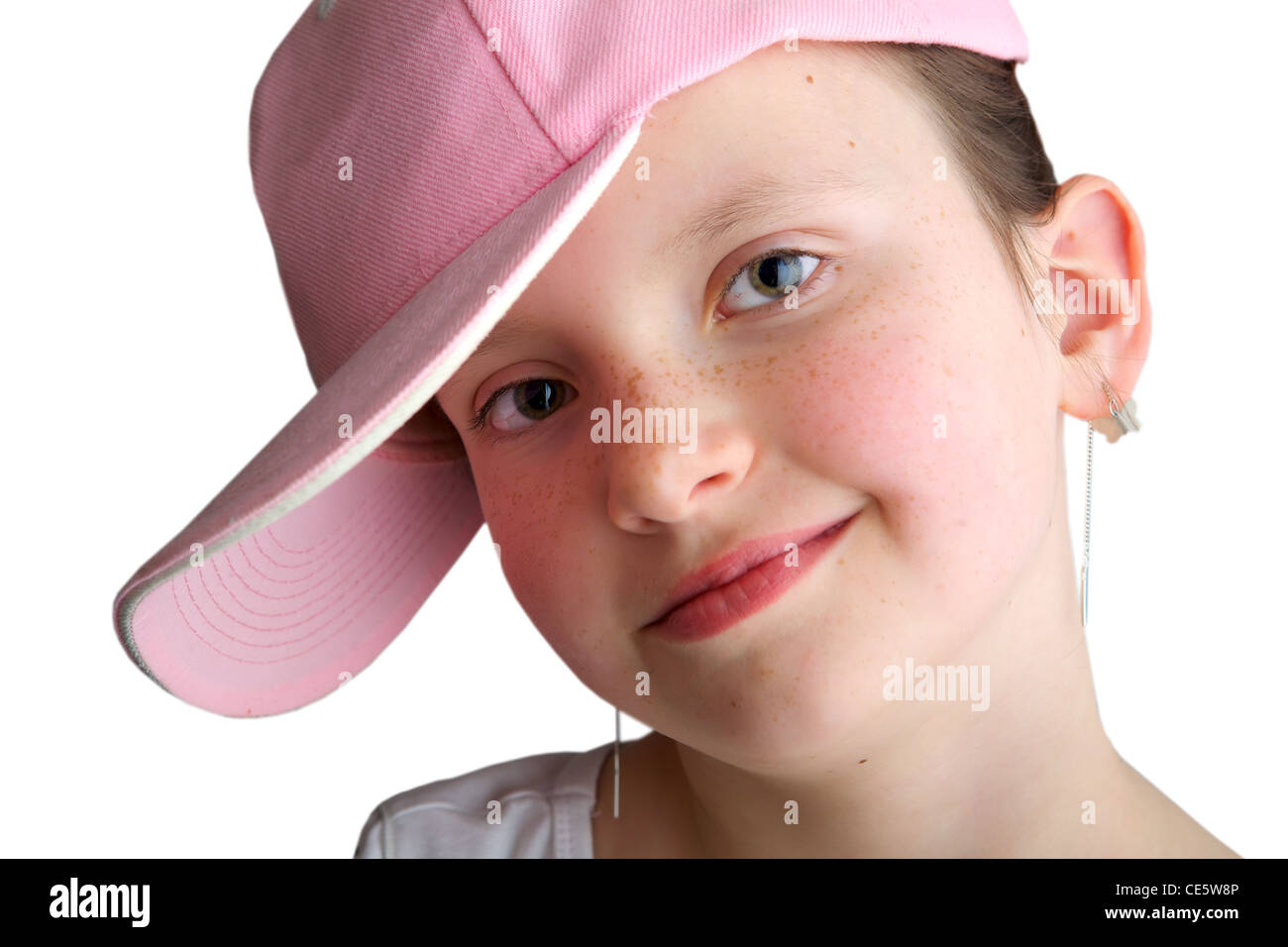 Girl with a pink baseball cap Stock Photo - Alamy