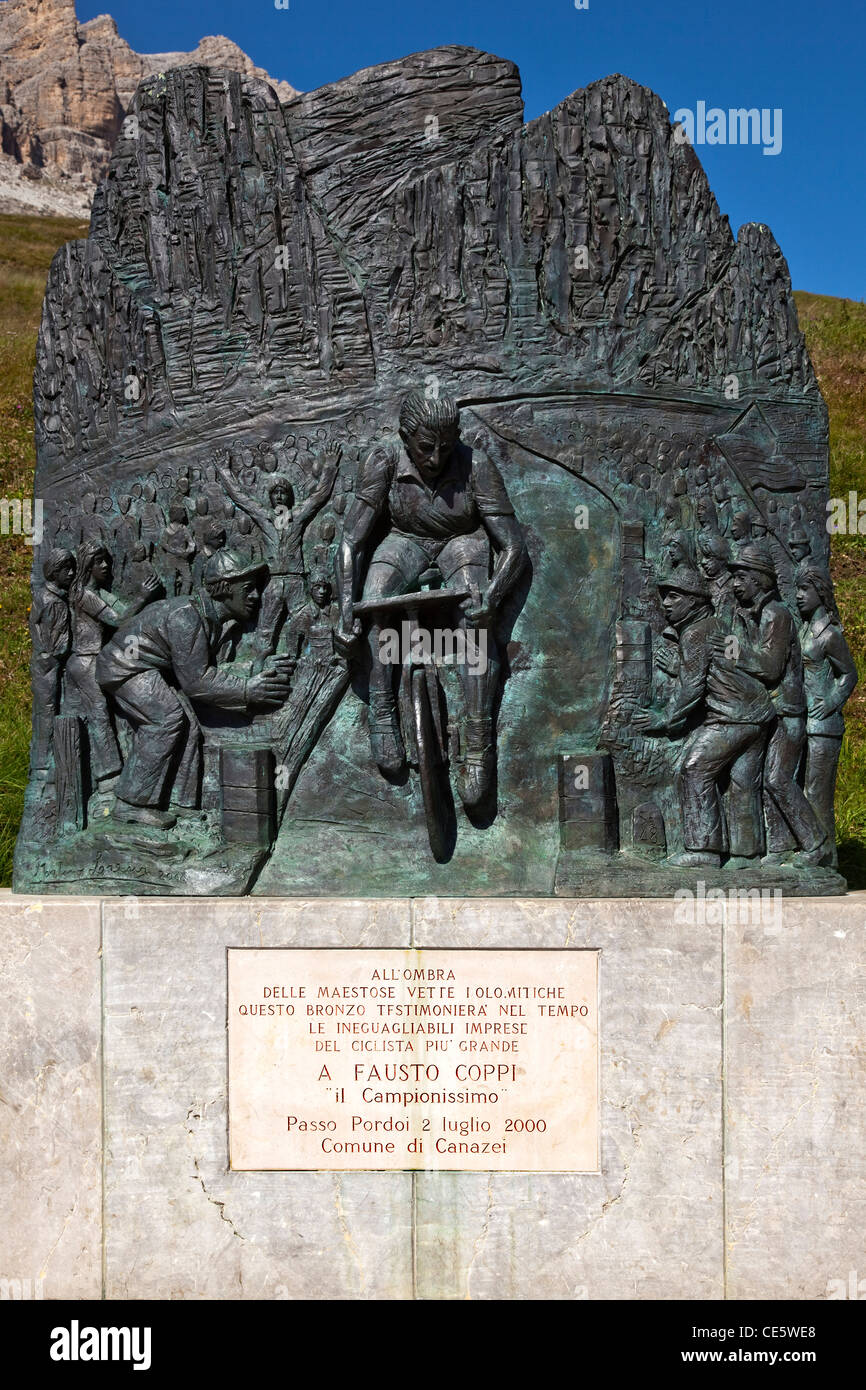 Memorial to Fausto Coppi on the Pordoi Pass, Dolomite Alps Italy Europe ...