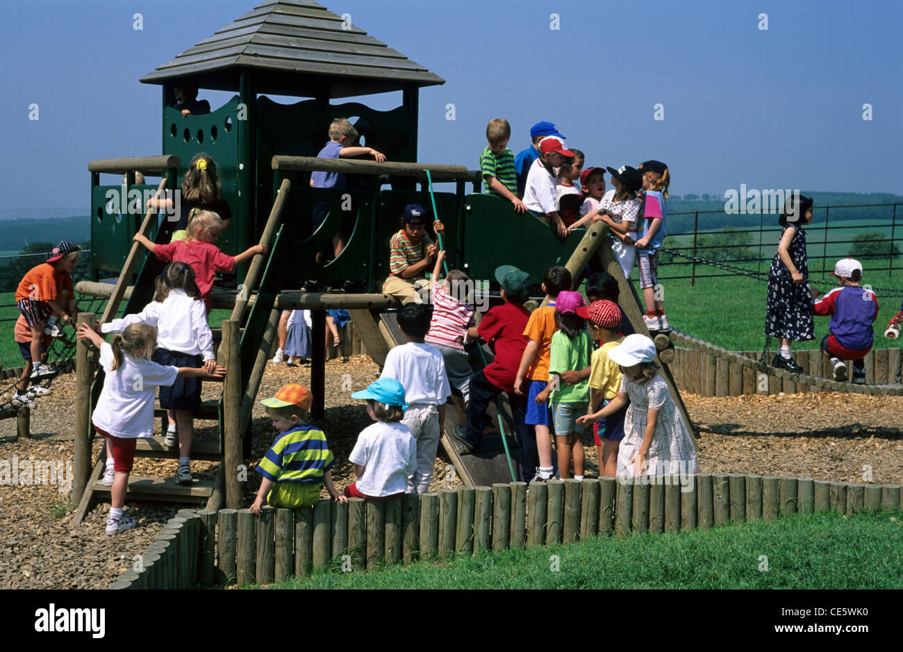 Children’s playground, busy playground in summer Stock Photo - Alamy