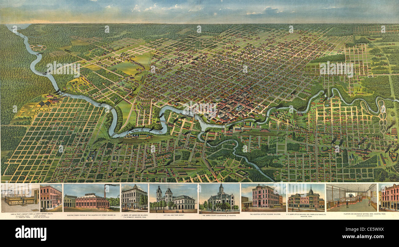 Vintage map of houston hi-res stock photography and images - Alamy
