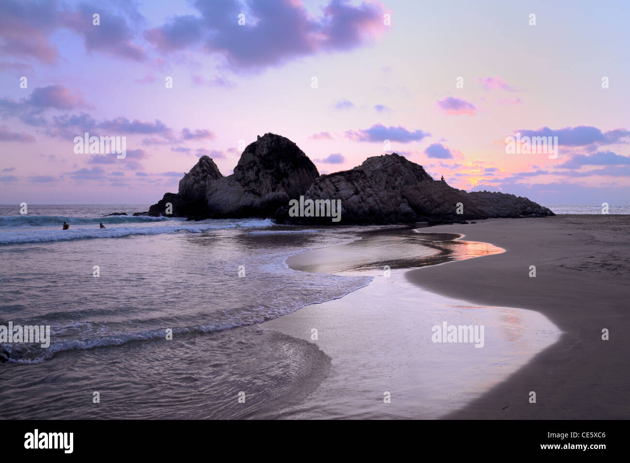 Amazing backlight at sunset on a beach pacific. Beach of Llorona. Near ...