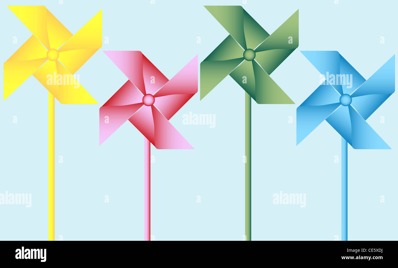 Set of 4 Origami Pinwheels Stock Photo - Alamy