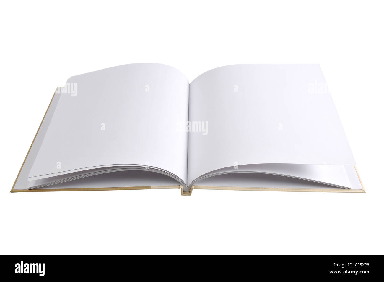 Open book with white pages, isolated on white Stock Photo - Alamy