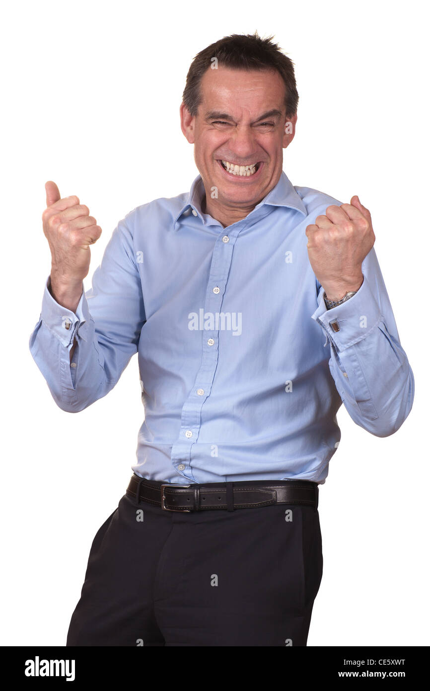 Attractive Man with Happy Excited Expression in Blue Shirt Stock Photo ...