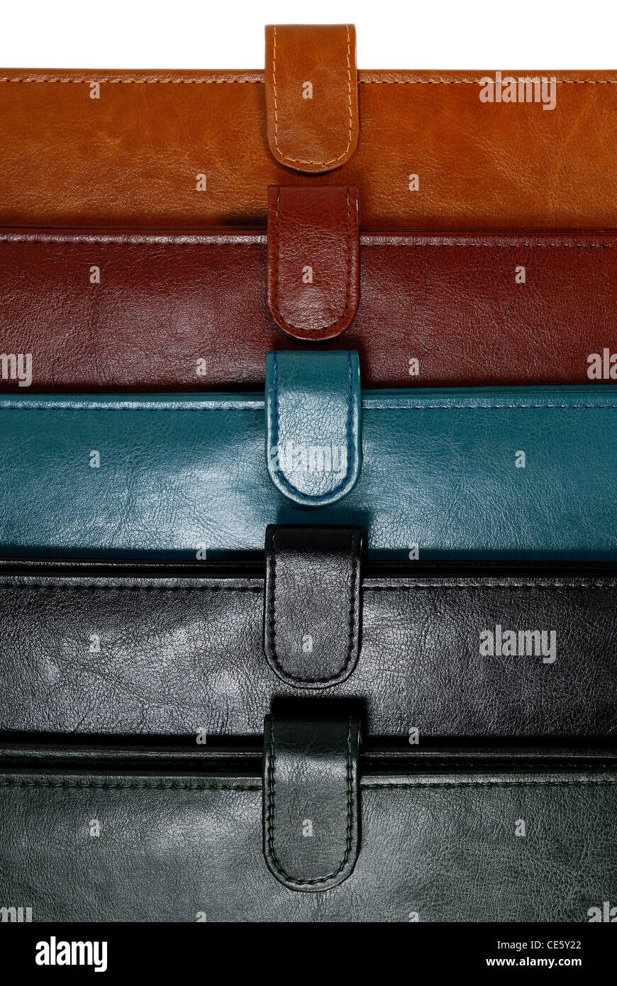 Colorful leather file covers isolated on white Stock Photo - Alamy