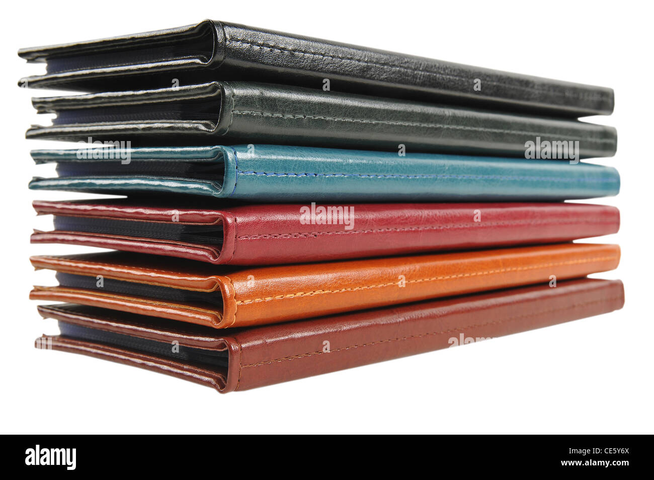 Stack of leather business cards holders Stock Photo - Alamy