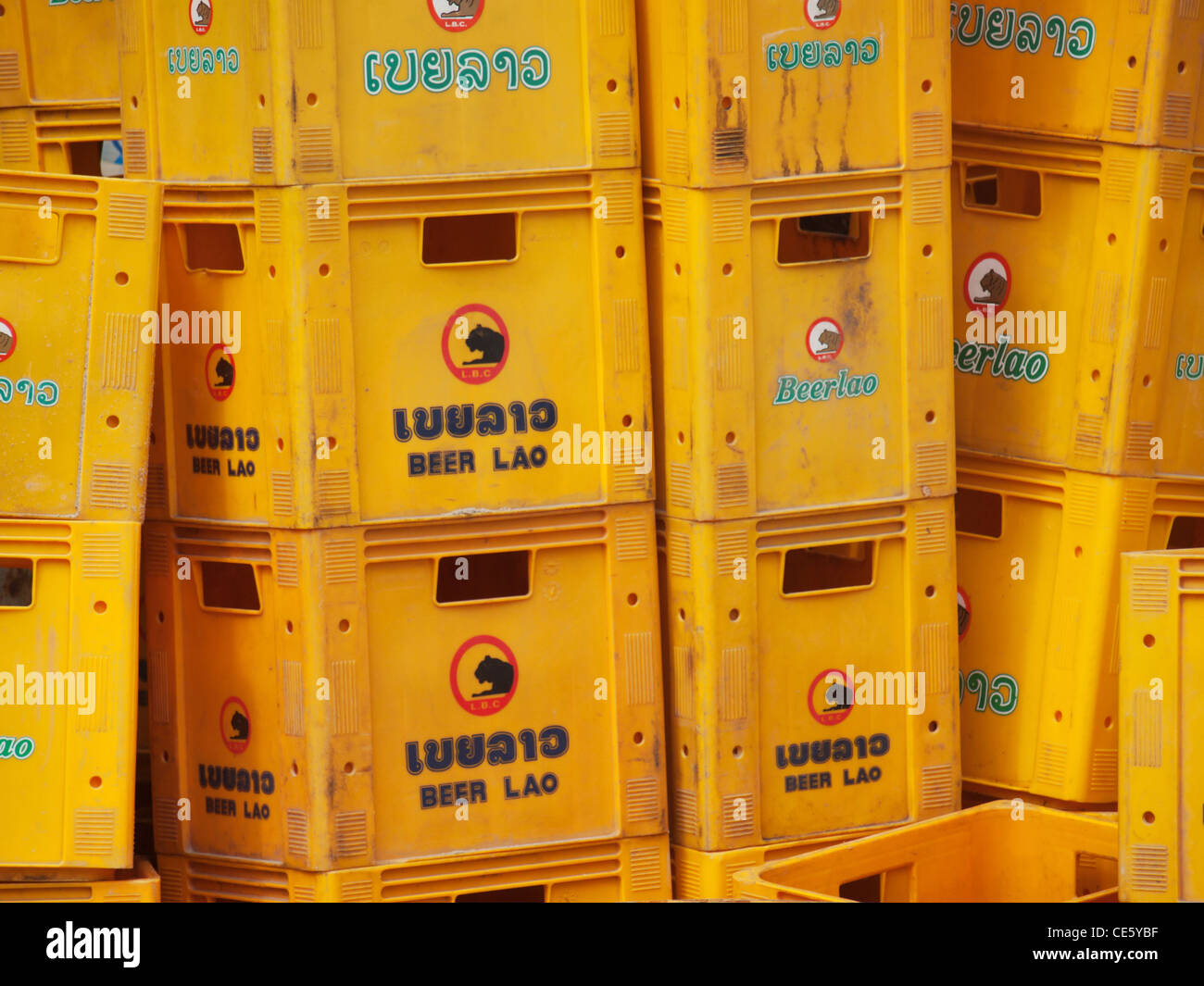 Yellow plastic containers Stock Photo - Alamy