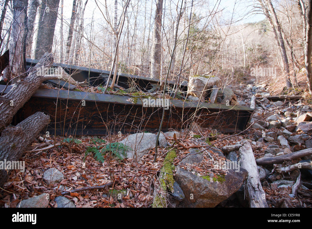 Landslide path in Crawford Notch State Park of New Hampshire Stock ...