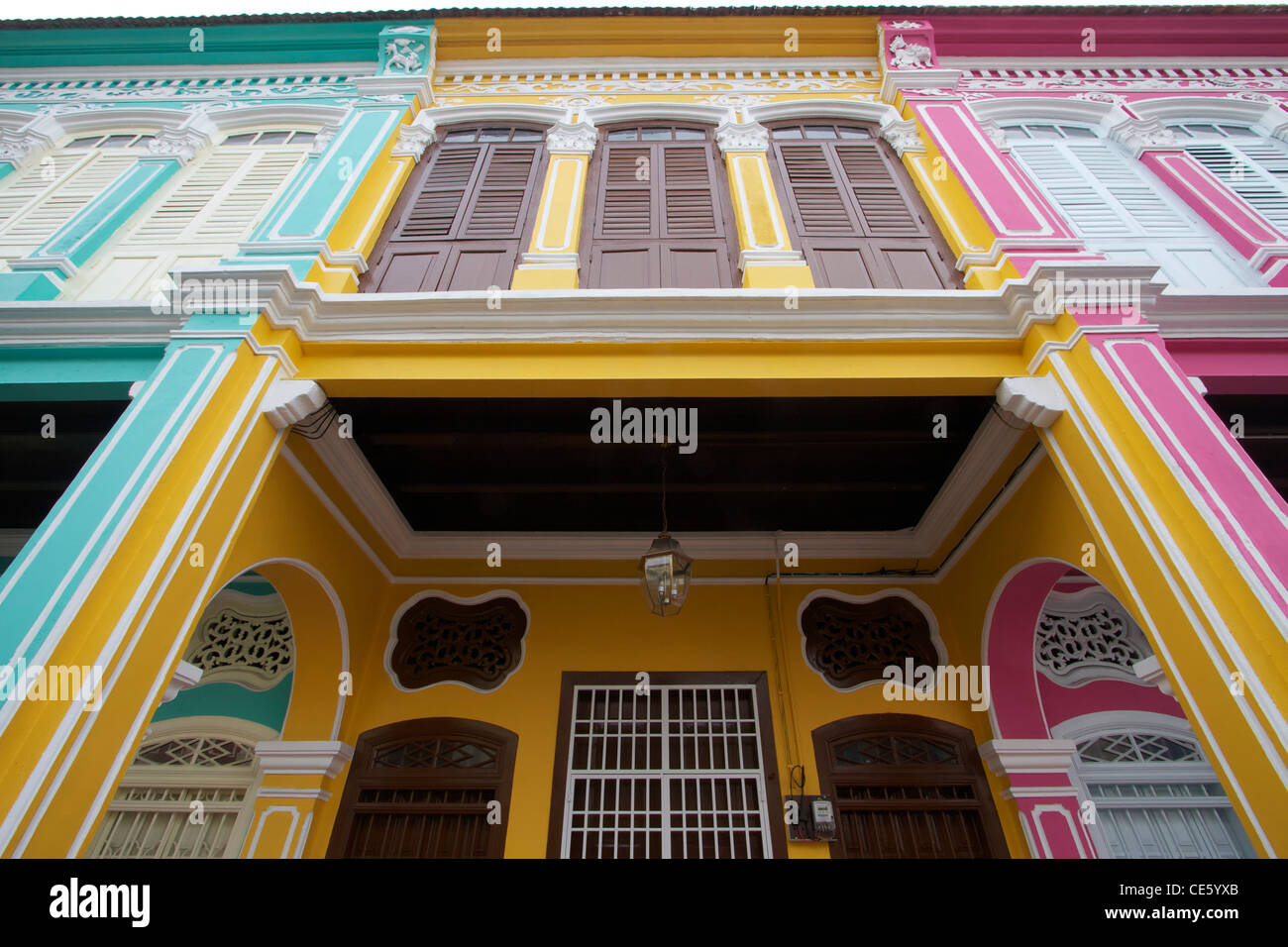 Colorful traditional Penang houses Stock Photo - Alamy