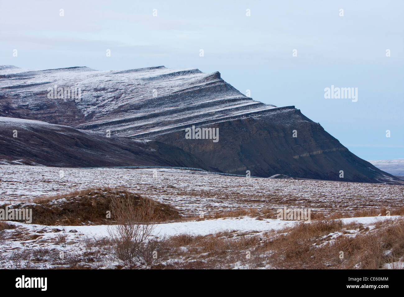 Scenic snowy winter mountainous landscape in Brooks Range, North Slope ...