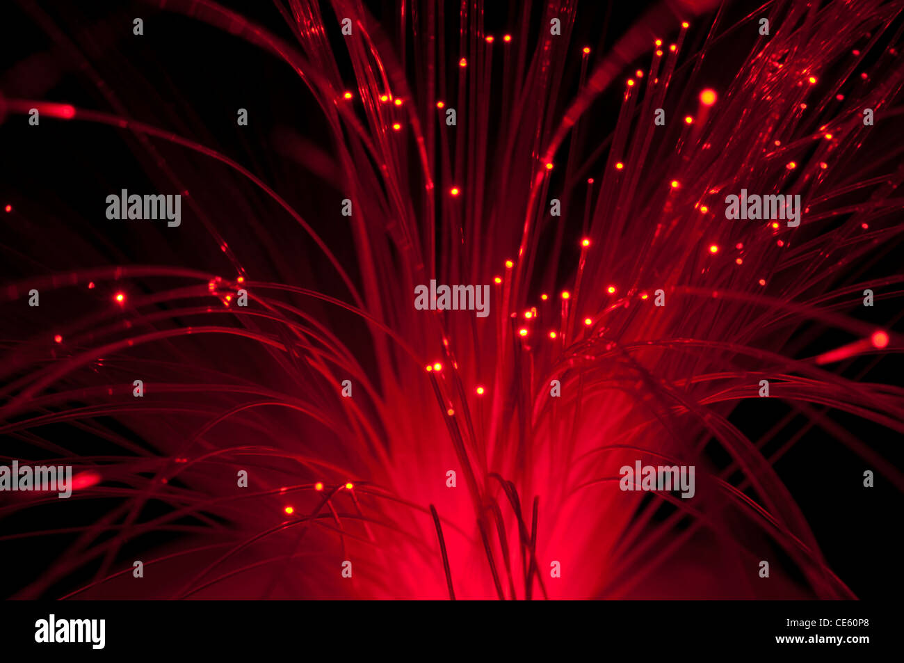Red colors optical fibers Stock Photo - Alamy