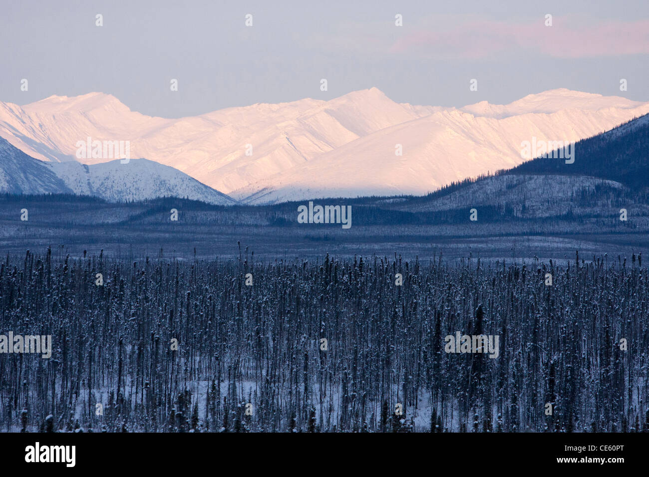 Scenic snowy winter mountainous landscape in Brooks Range, North Slope ...