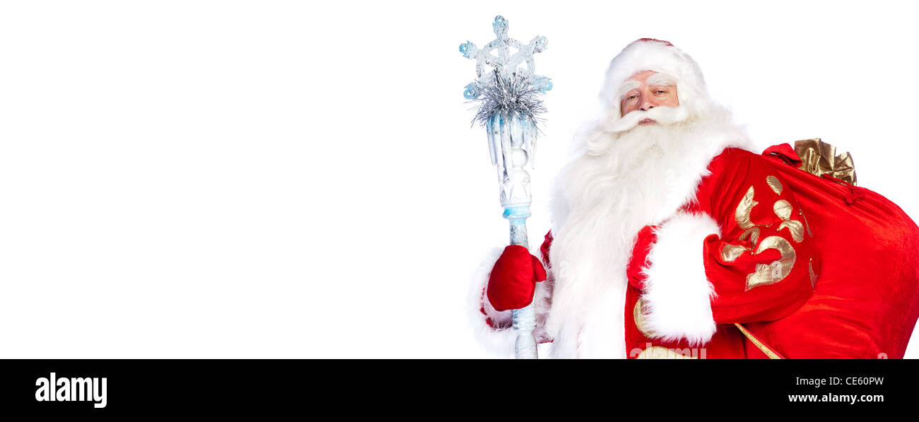 A traditional Christmas Santa Clause with staff isolated on white ...