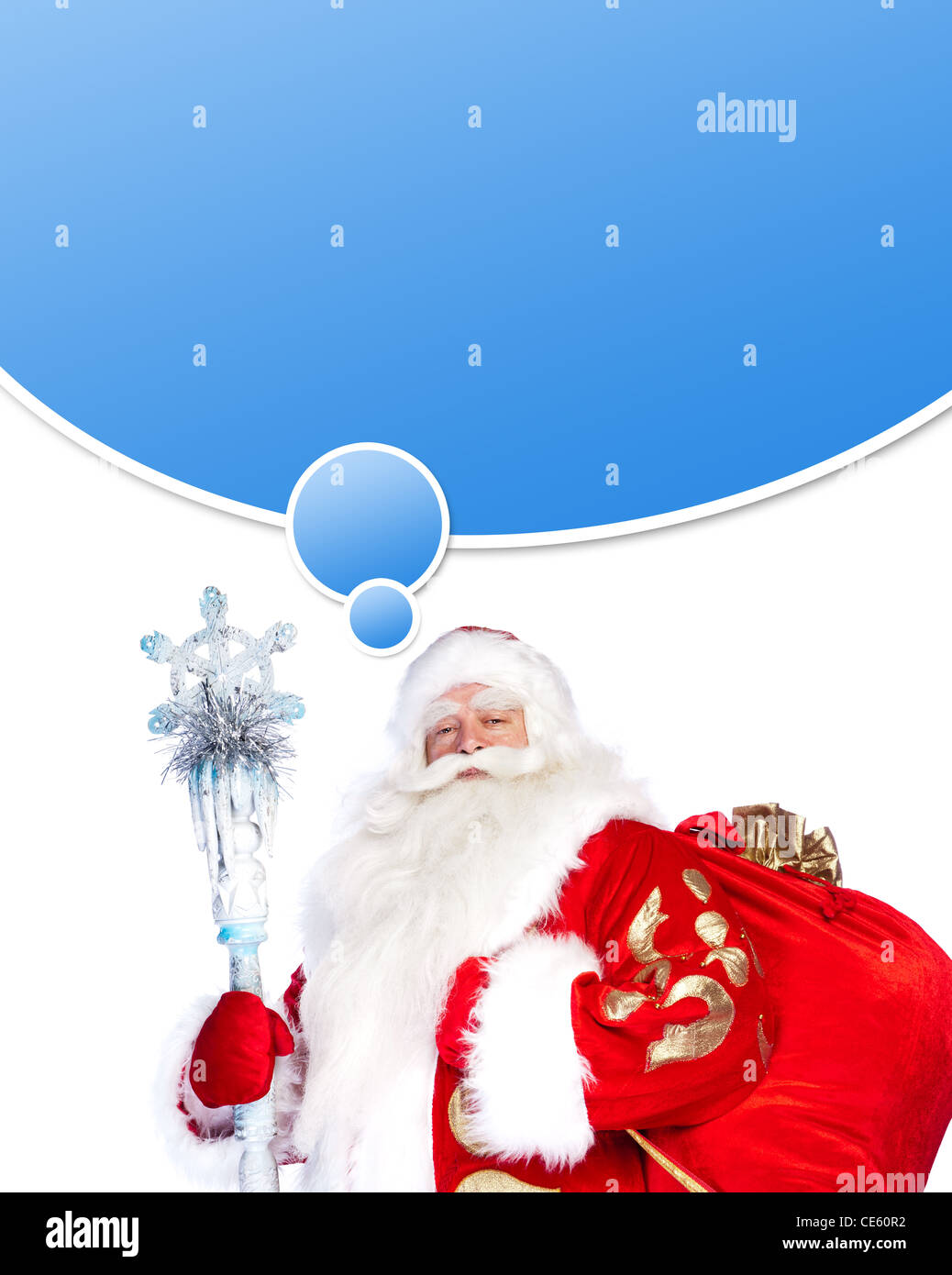 A traditional Christmas Santa Clause with staff isolated on white ...
