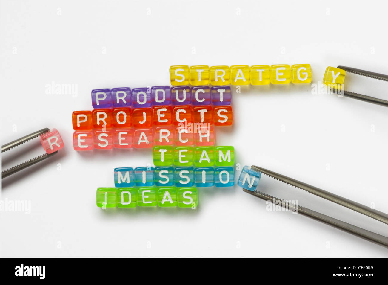 Text success, strategy,product,reserch,team and ideas on colorful ...