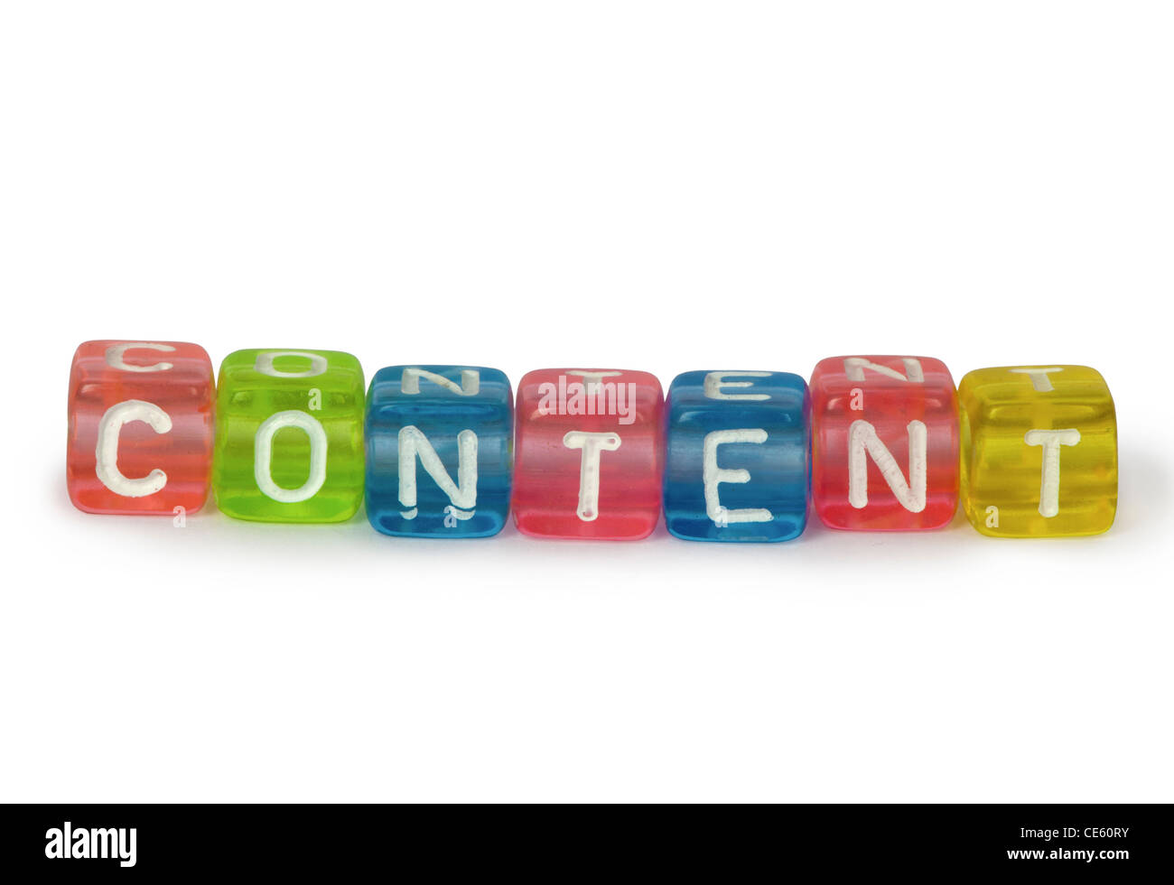 Text Content on colorful wooden cubes over white Stock Photo - Alamy