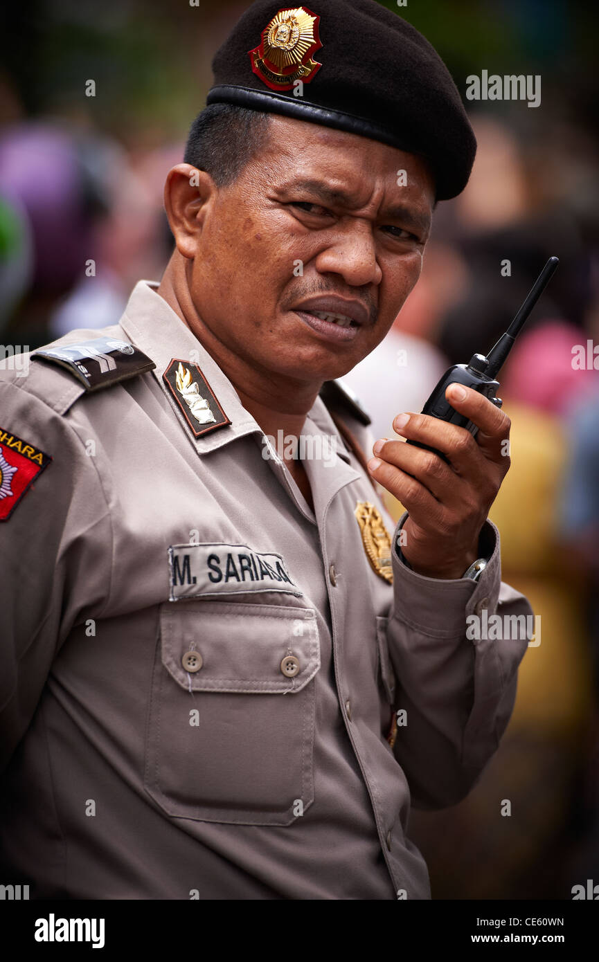 Indonesian policeman, Ubud Bali Stock Photo - Alamy