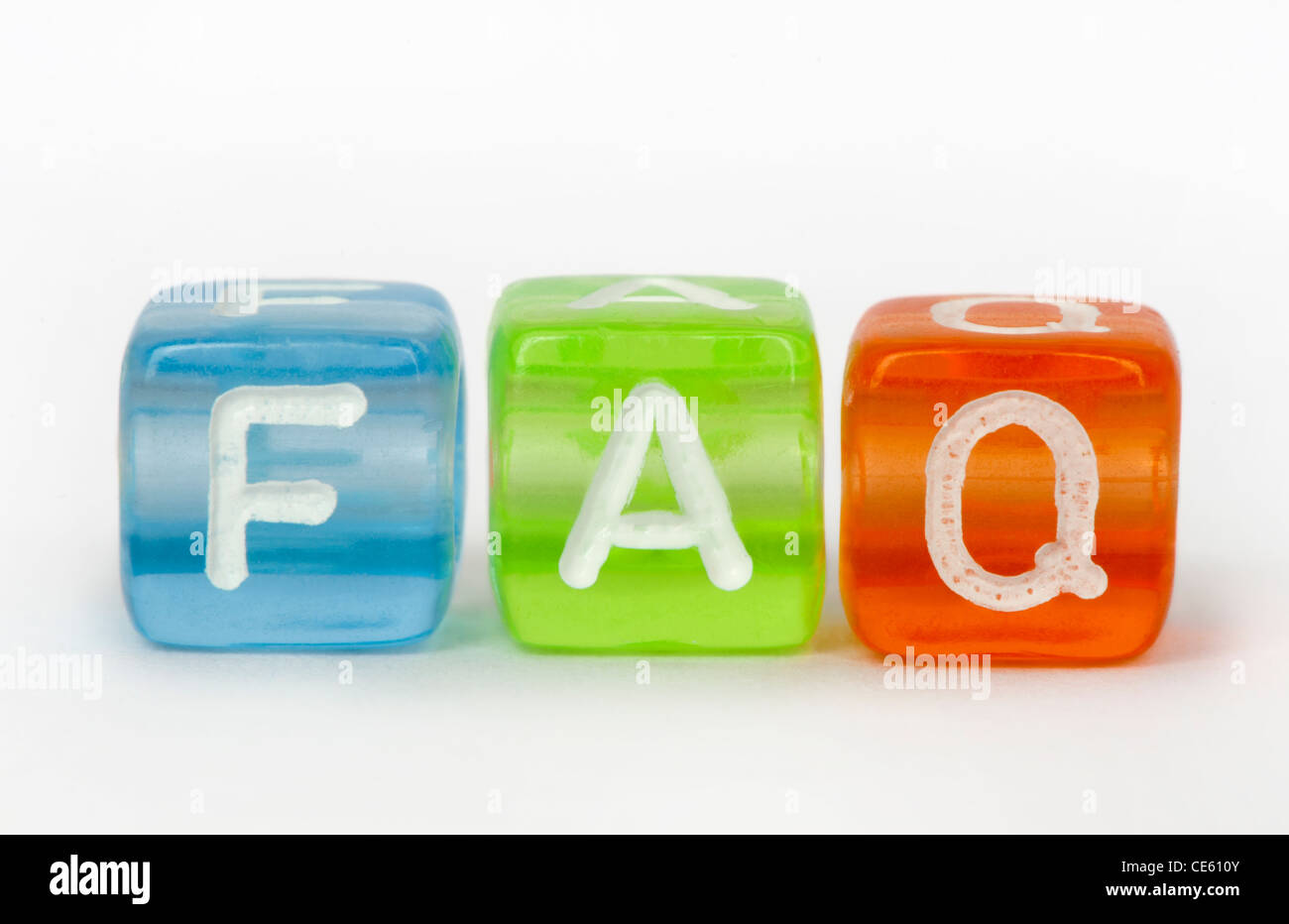 Text FAQ on colorful cubes over white Stock Photo - Alamy