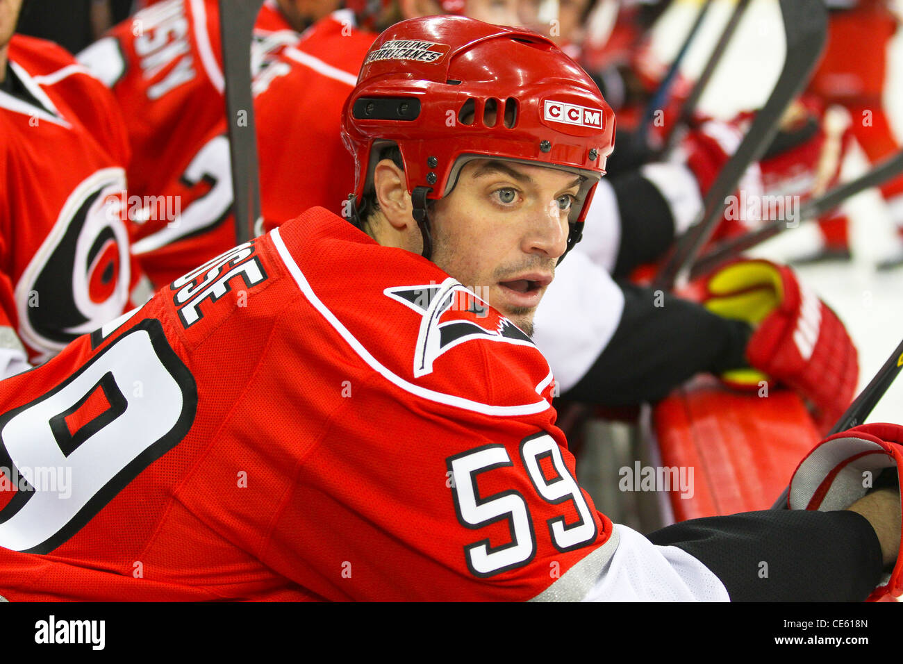 Carolina Hurricane Chad Larose in an NHL game during the 2011-2012 ...