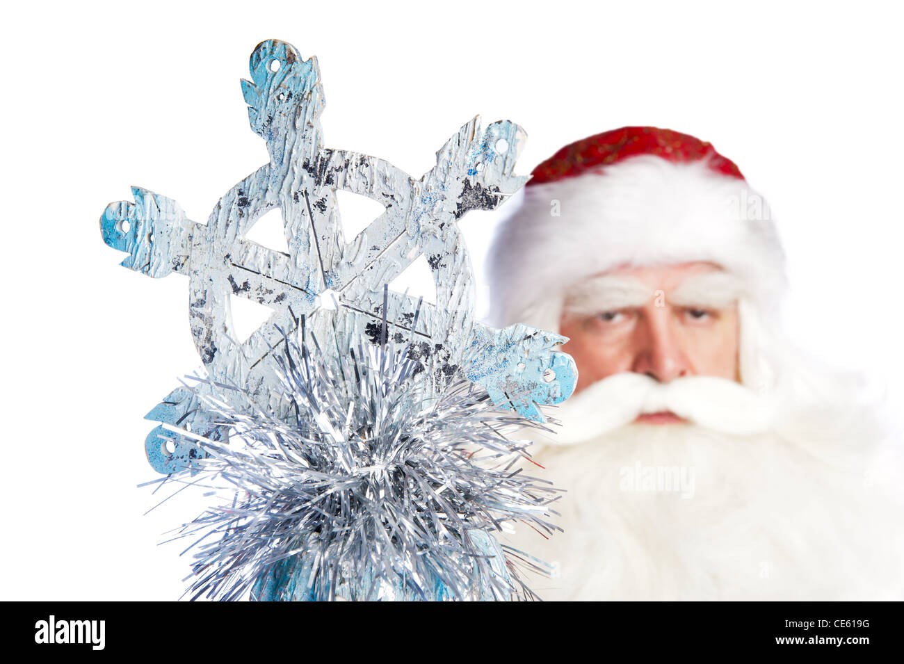 A traditional Christmas Santa Clause with staff isolated on white ...