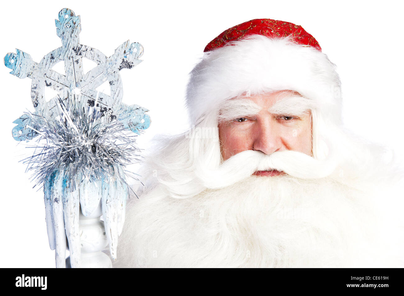 A traditional Christmas Santa Clause with staff isolated on white ...